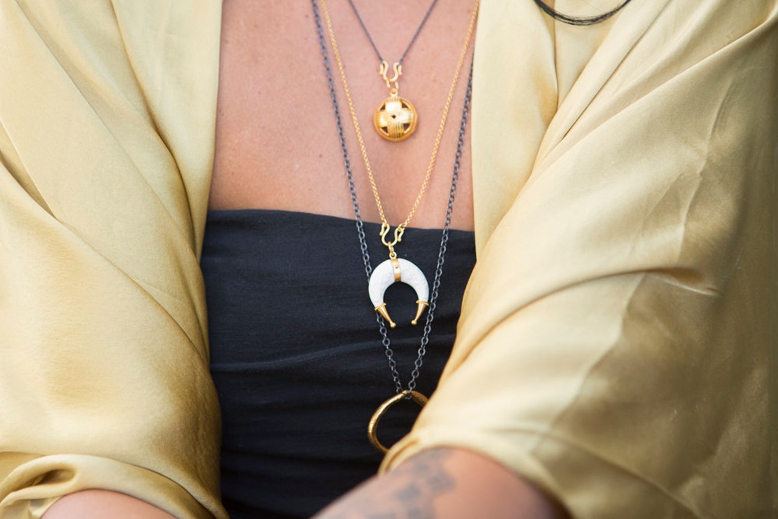 Morocco Gold Dome Necklace 22k Gold Vermeil With Tribal - Etsy