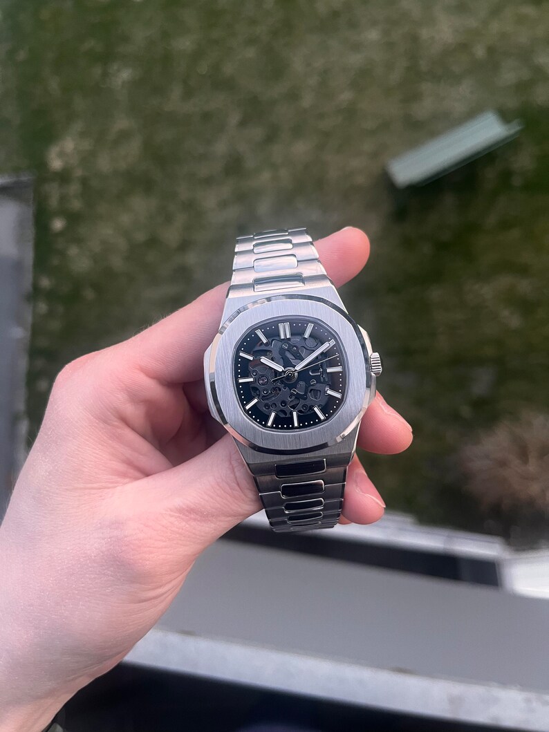 Custom Made Nautilus Skeleton Automatic Seiko NH72 Hand Made Men's ...