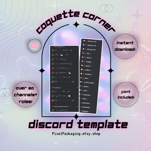 Coquette Corner Discord Server Template | Customizable, 50+ Channels ...