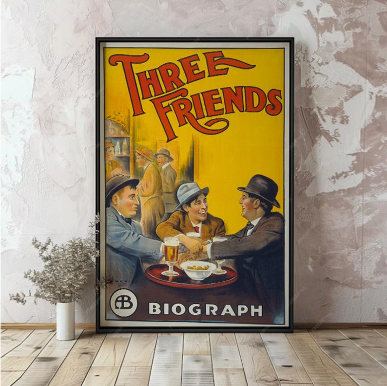 Three Friends Poster Movie Poster Vintage Poster Wall Art Unique Gift ...