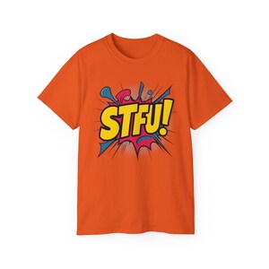 STFU Comic Book Sound Effect T-shirt Bold Graphic Tee Funny Statement ...