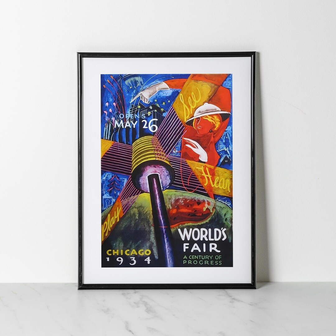 Chicago World's Fair 1934 Poster | A Century of Progress Retro Wall Art ...