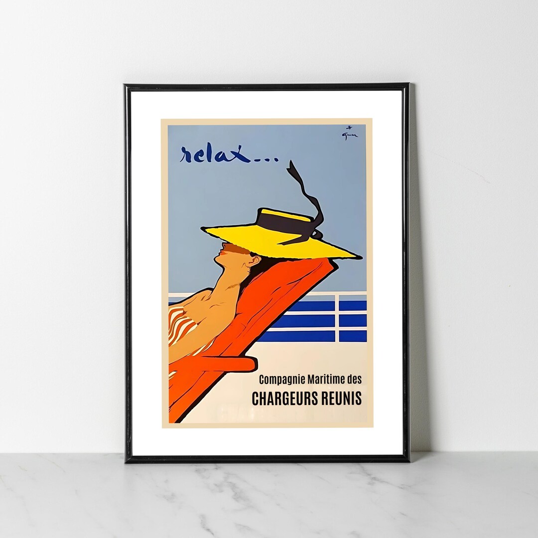 René Gruau Relax Poster | Vintage French Fashion Art | Elegant Wall ...
