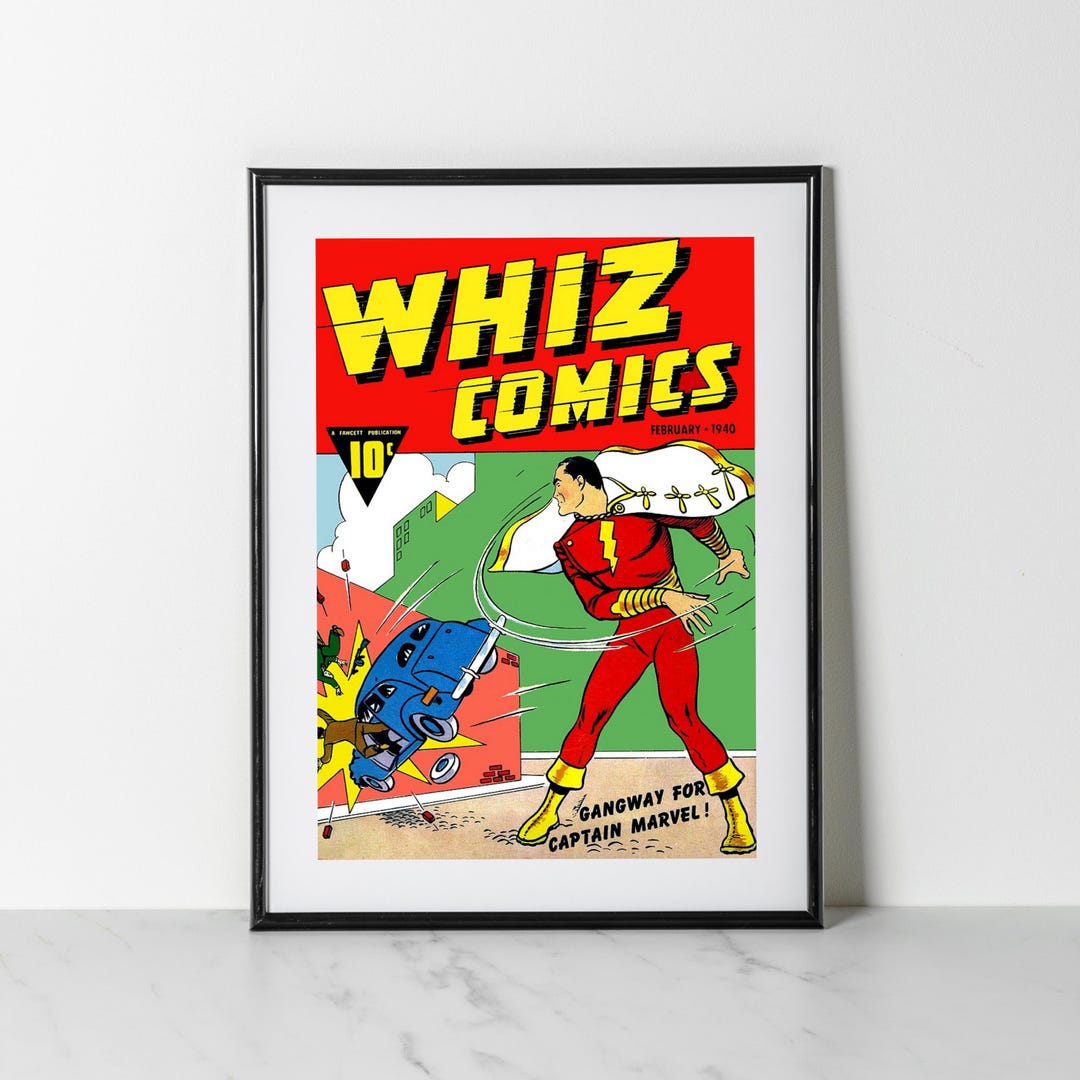 Whiz Comics Captain Marvel Vintage Comic Cover Giclée Print | Golden ...