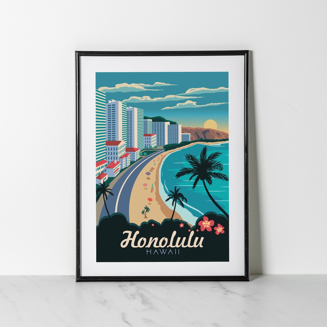Vintage Honolulu Travel Poster: Restored Giclée Print - Etsy