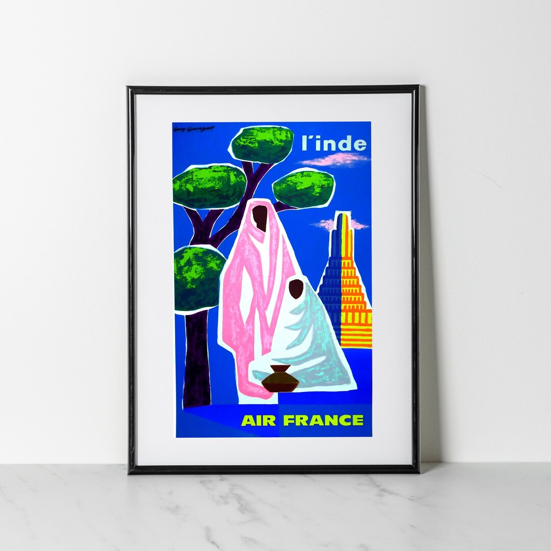 Air France L'inde Travel Poster: Vintage India Wall Art Print - Etsy