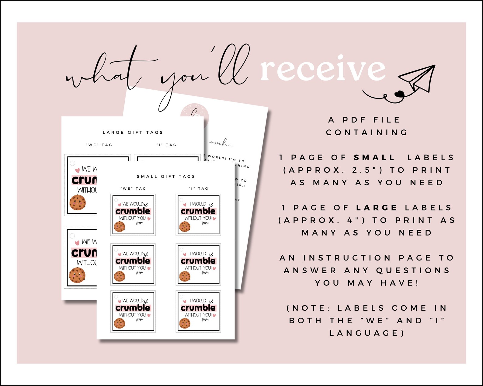 We (I) Would Crumble Without You Printable Gift Tag - Thank You Tag ...