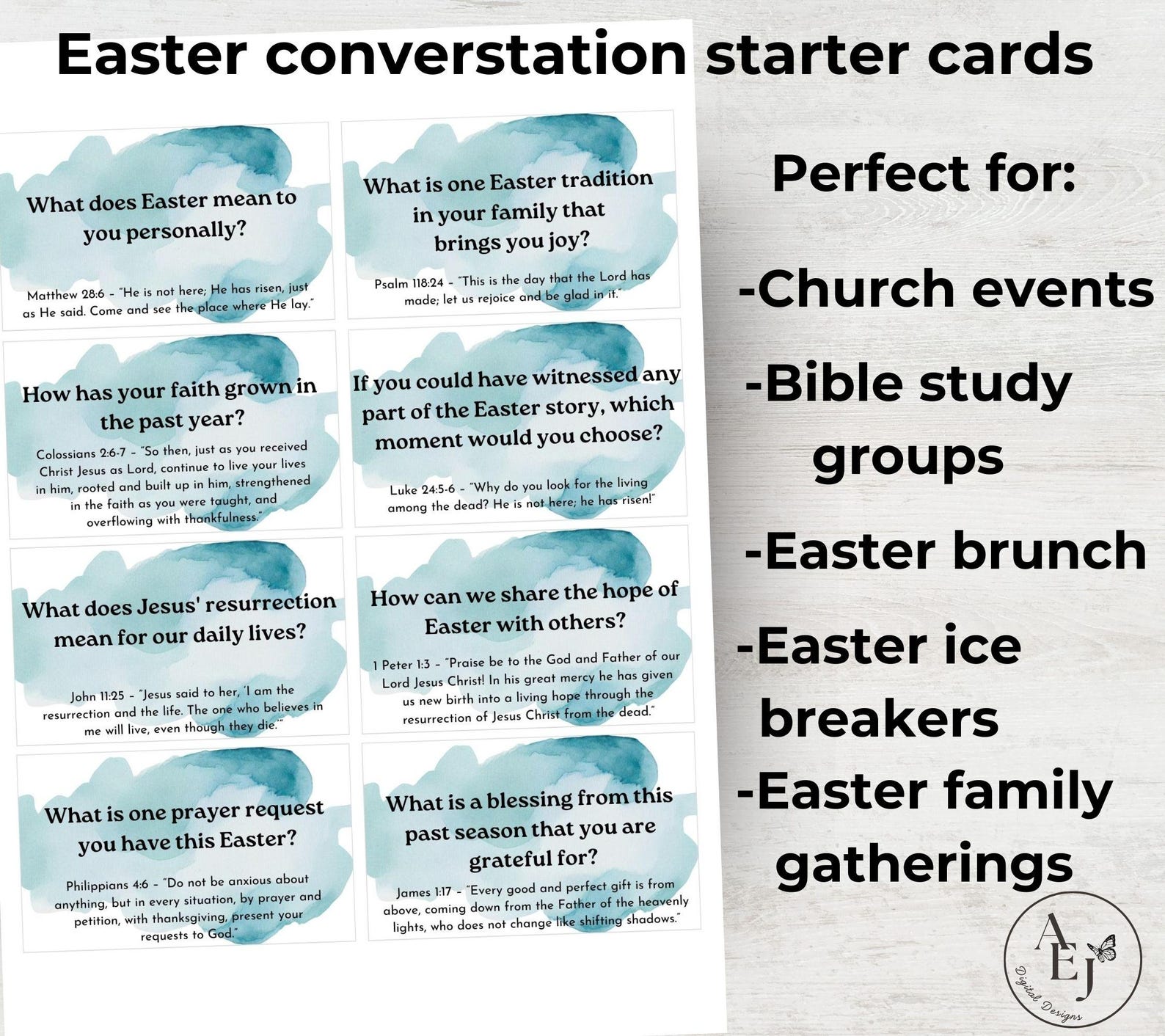 Christian Easter Conversation Cards, Faith Based Easter Questions ...