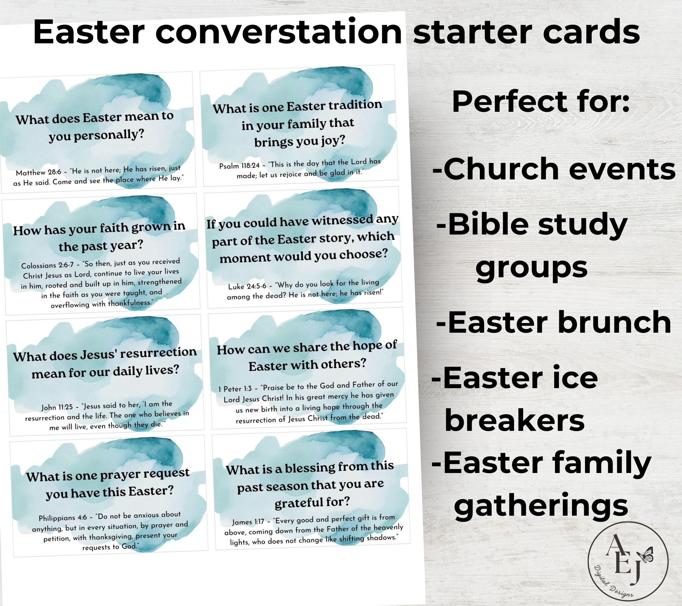 Christian Easter Conversation Cards, Faith Based Easter Questions ...