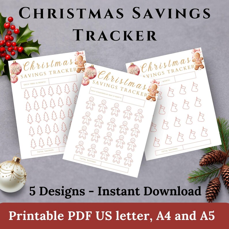 Christmas Savings Tracker, Christmas Savings Challenge, Printable PDF ...