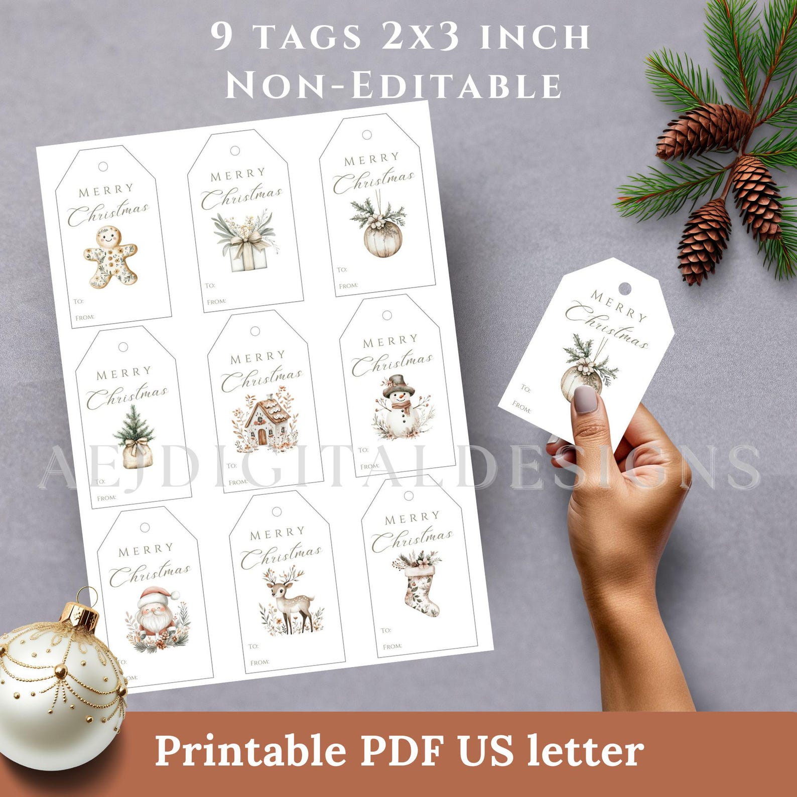 Boho Christmas Gift Tags, Boho Christmas Present Tags, Christmas ...