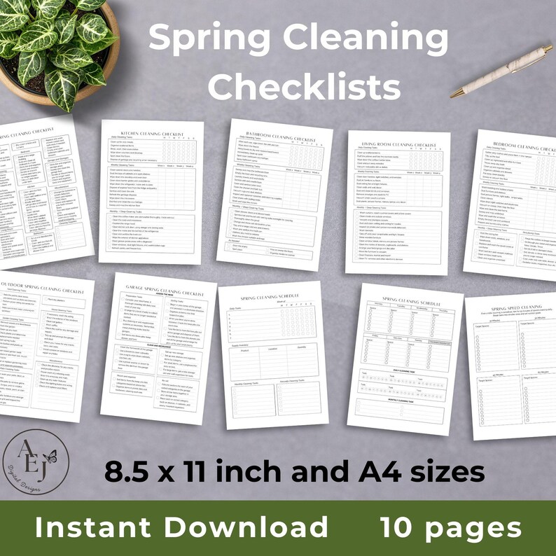 Spring Cleaning Checklist Printable, Deep Home Cleaning Checklist ...
