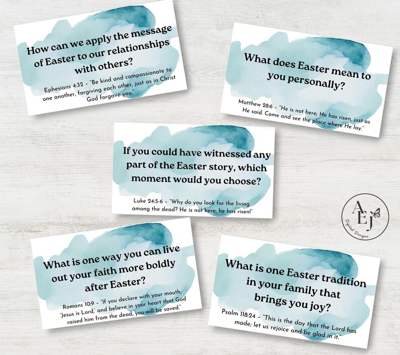 Christian Easter Conversation Cards, Faith Based Easter Questions ...