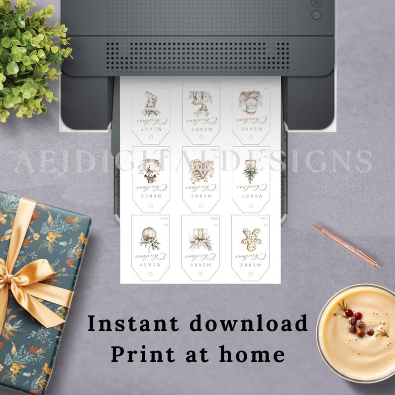 Boho Christmas Gift Tags, Boho Christmas Present Tags, Christmas ...