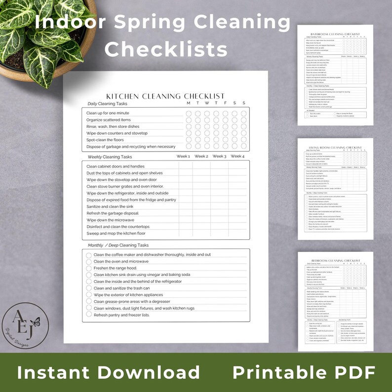 Spring Cleaning Checklist Printable, Deep Home Cleaning Checklist ...