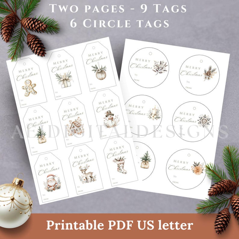 Boho Christmas Gift Tags, Boho Christmas Present Tags, Christmas ...