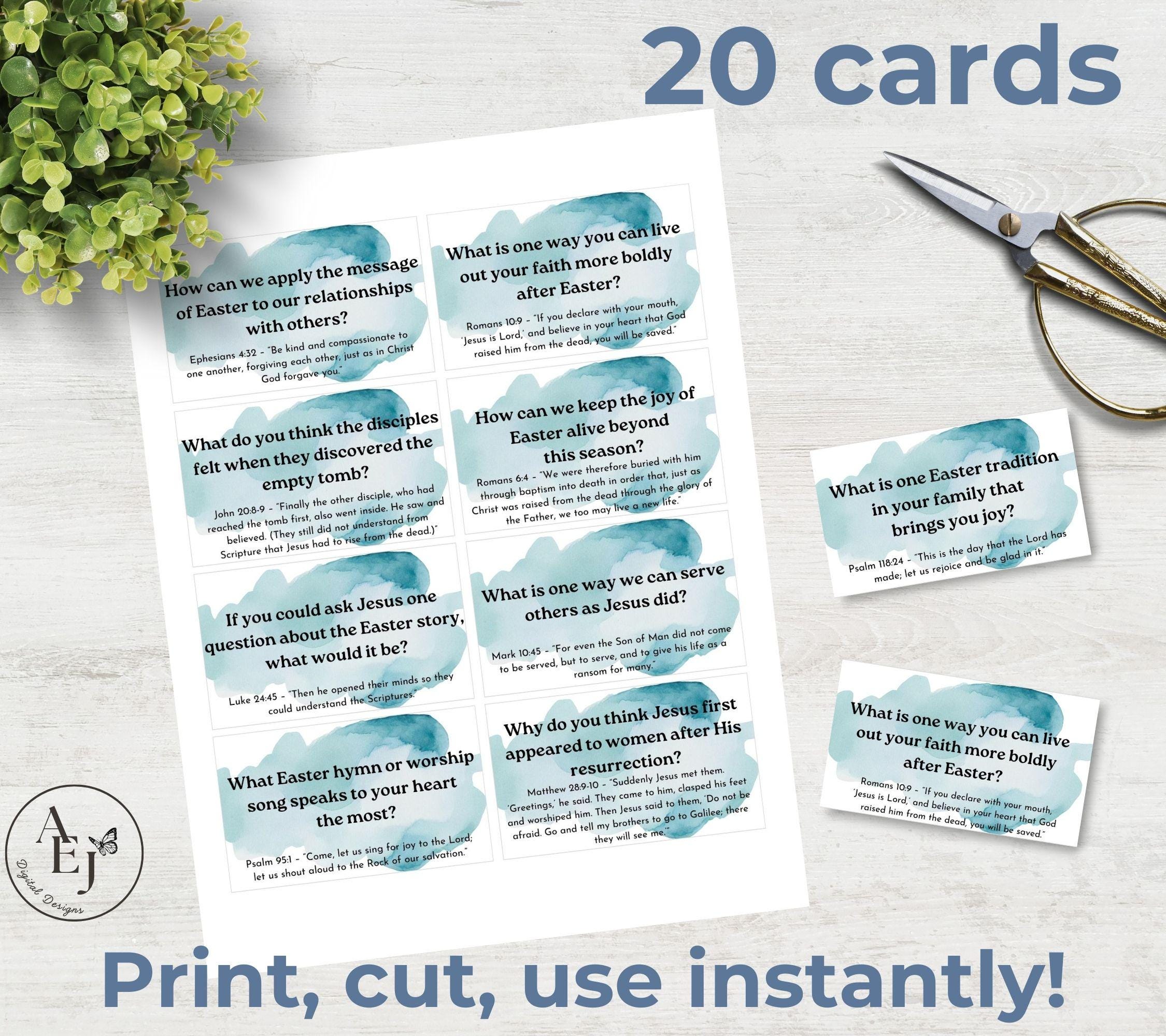 Christian Easter Conversation Cards, Faith Based Easter Questions ...