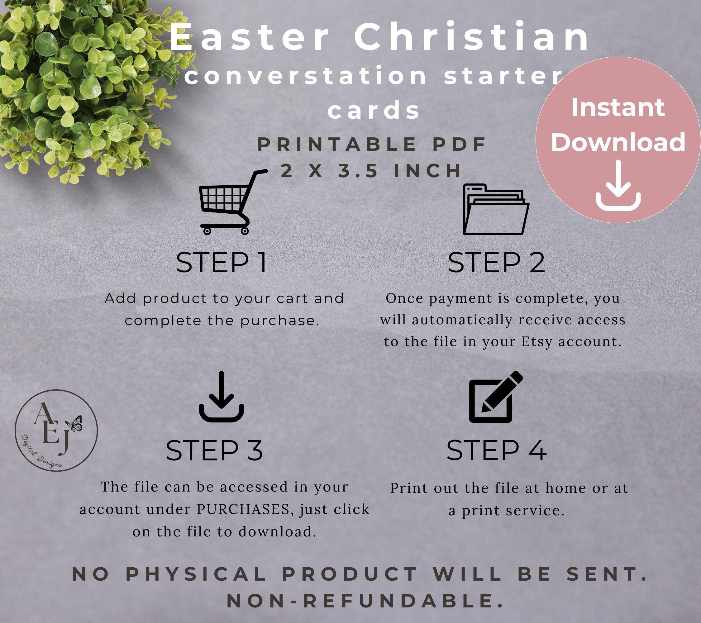 Christian Easter Conversation Cards, Faith Based Easter Questions ...