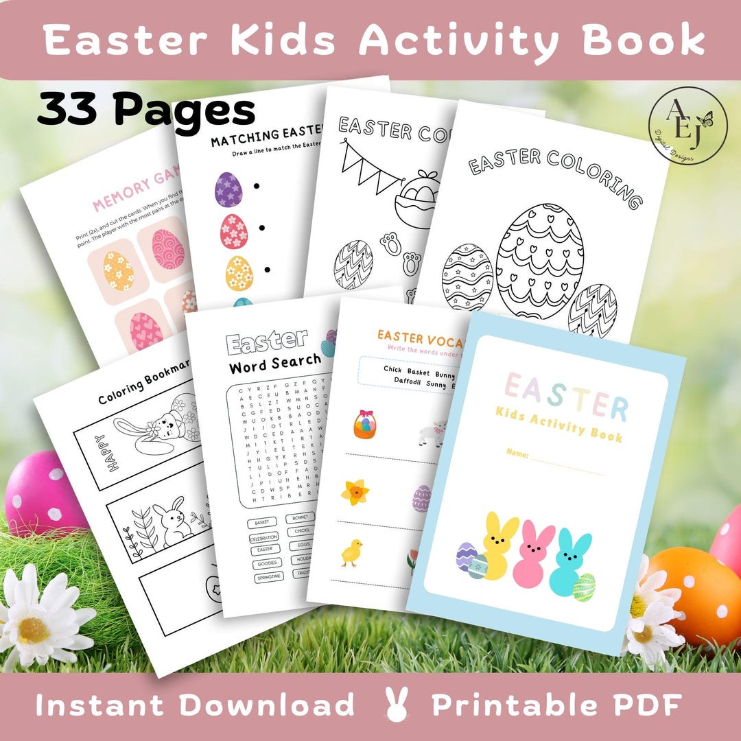 Easter Kids Activity Book Printable, Kids Activity Pack, Coloring Pages ...
