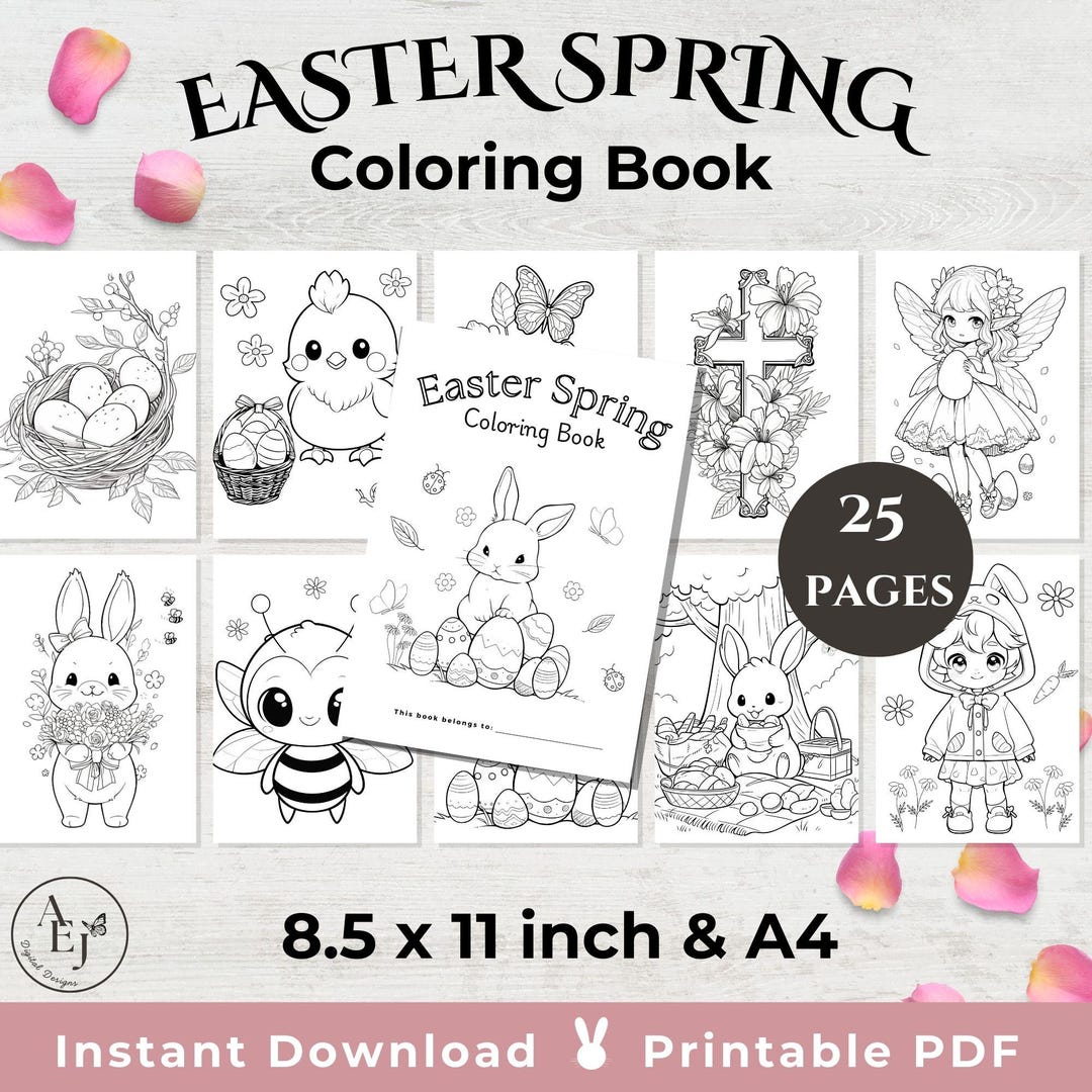 Easter Coloring Book, Kids Easter Activity, Spring Coloring Pages ...