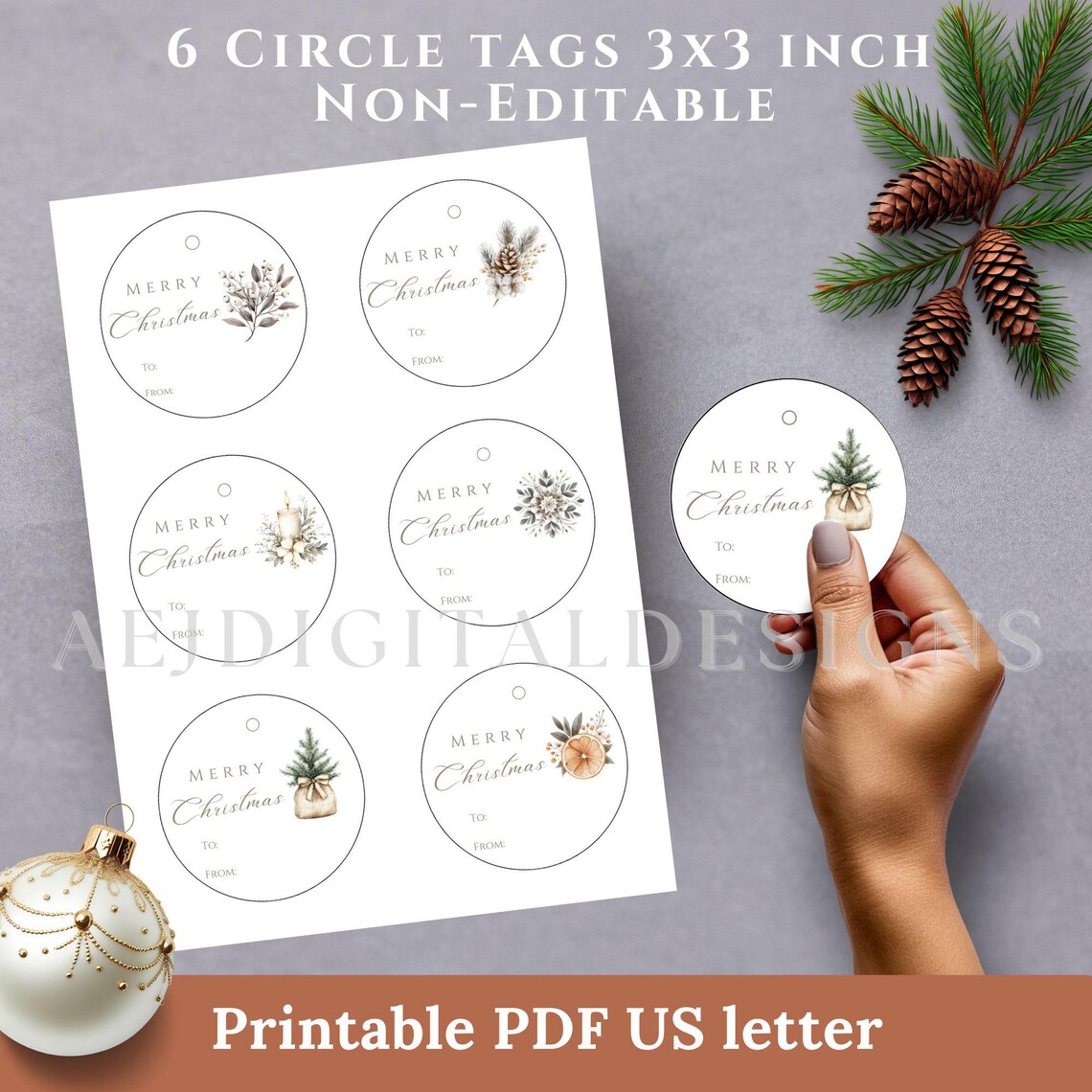 Boho Christmas Gift Tags Printable PDF - Etsy