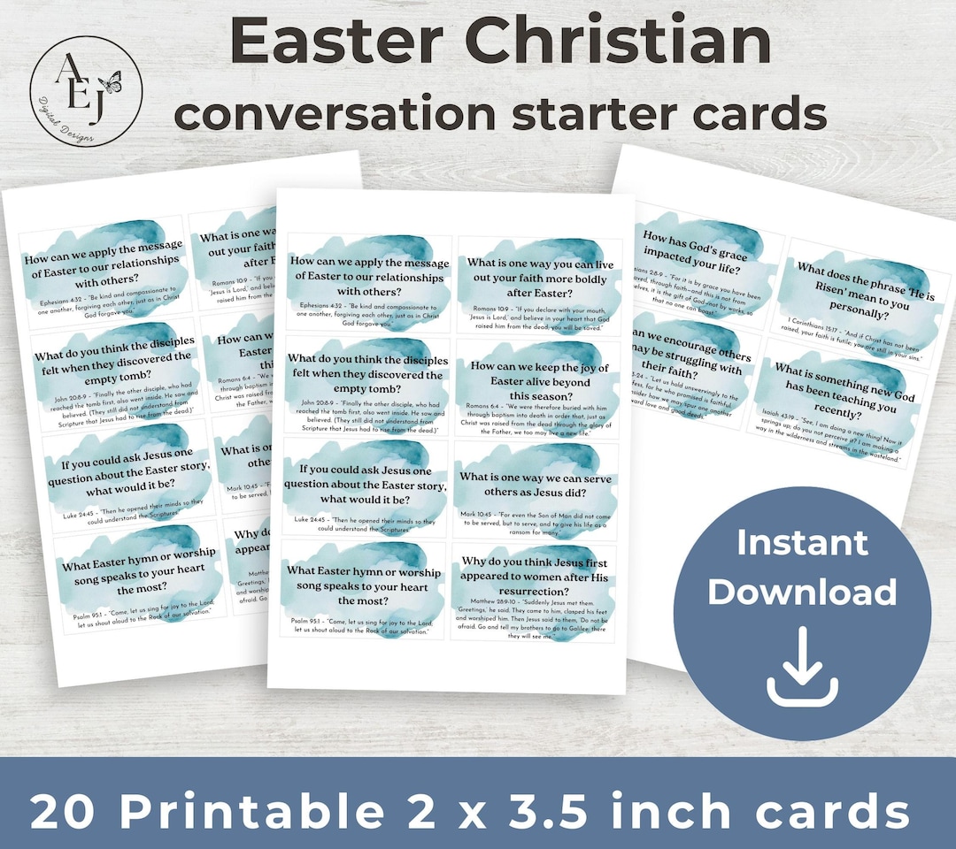 Christian Easter Conversation Cards, Faith Based Easter Questions ...