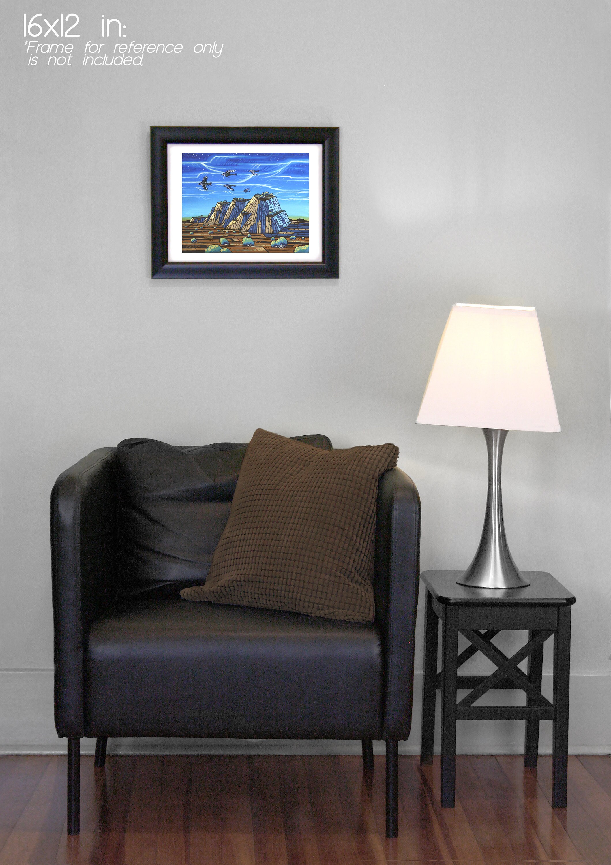 Bird Migration Desert Mountains, Signed Art Print, Wall Art of Acrylic ...