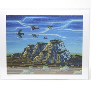 Bird Migration Desert Mountains, Signed Art Print, Wall Art of Acrylic ...