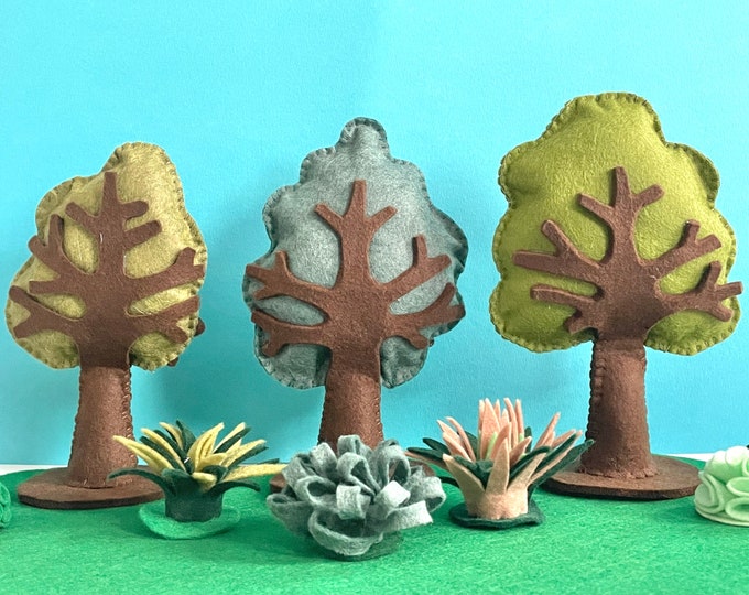 Set of 3 Felt Trees - Summer Trees - Play Trees - Toy Trees - Waldorf ...