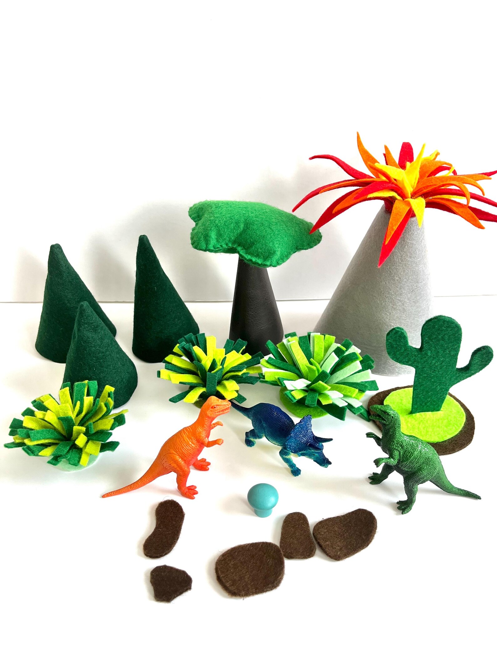 Dinosaur Play Mat - Complete Set - Dinosaur Playscape - Felt Play Mat ...