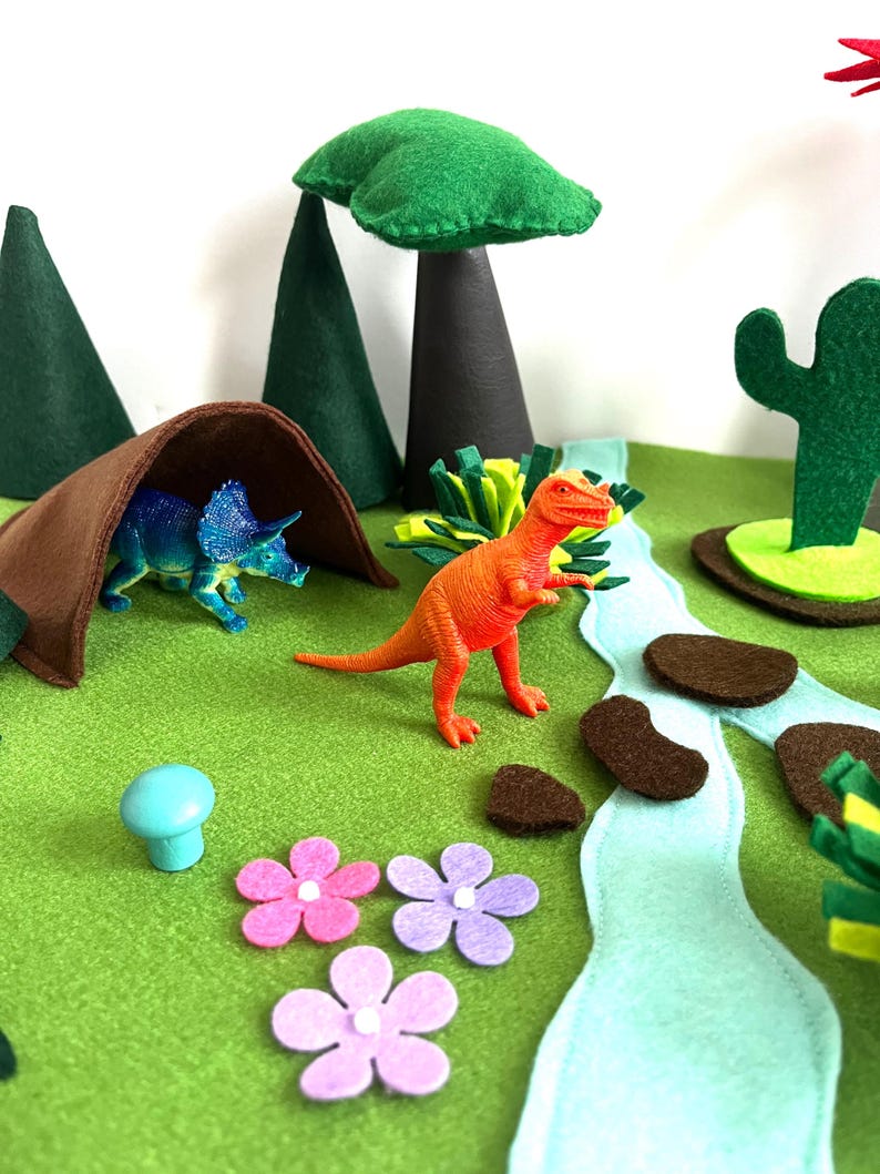 Dinosaur Play Mat - Complete Set - Dinosaur Playscape - Felt Play Mat ...