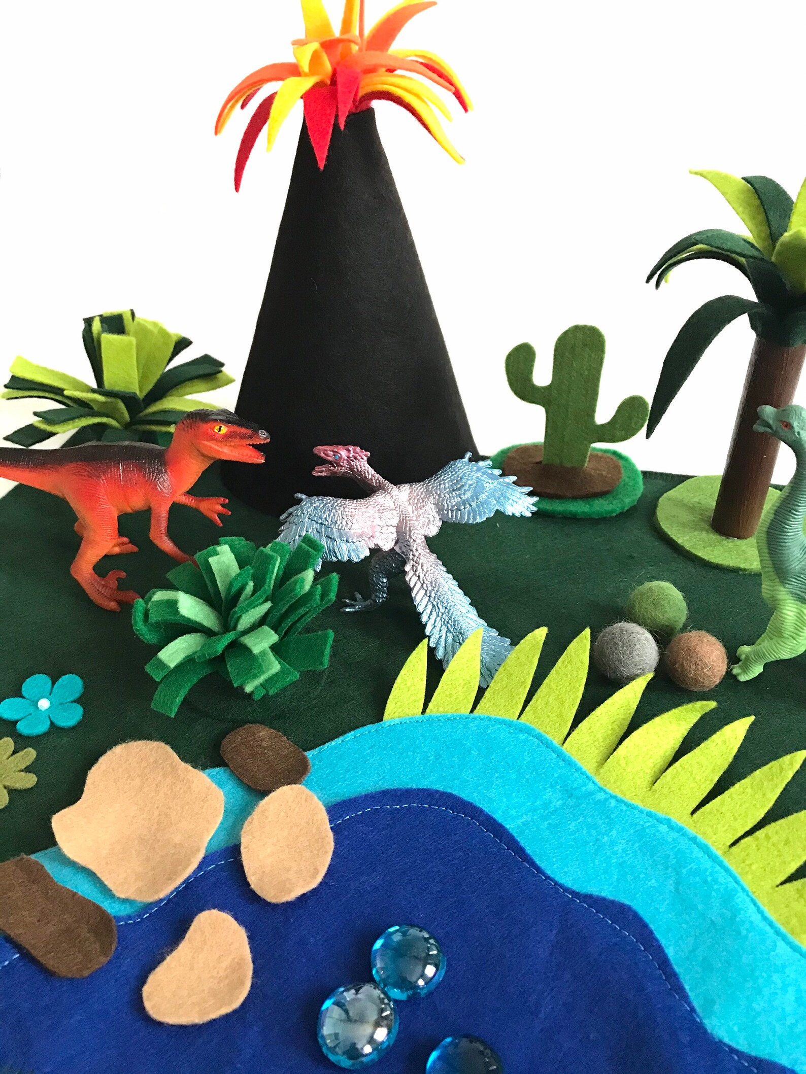 Dinosaur Play Mat Complete Set Felt Play Mat Ready to | Etsy