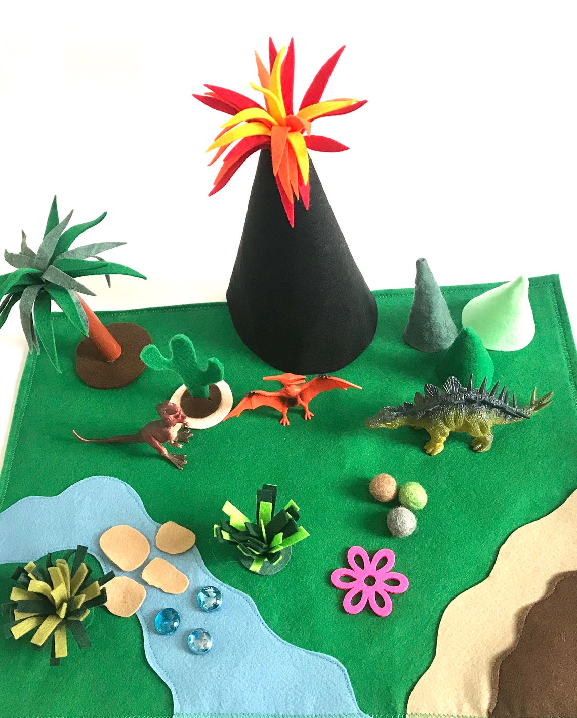 Dinosaur Play Mat Complete Set Felt Play Mat Ready to | Etsy