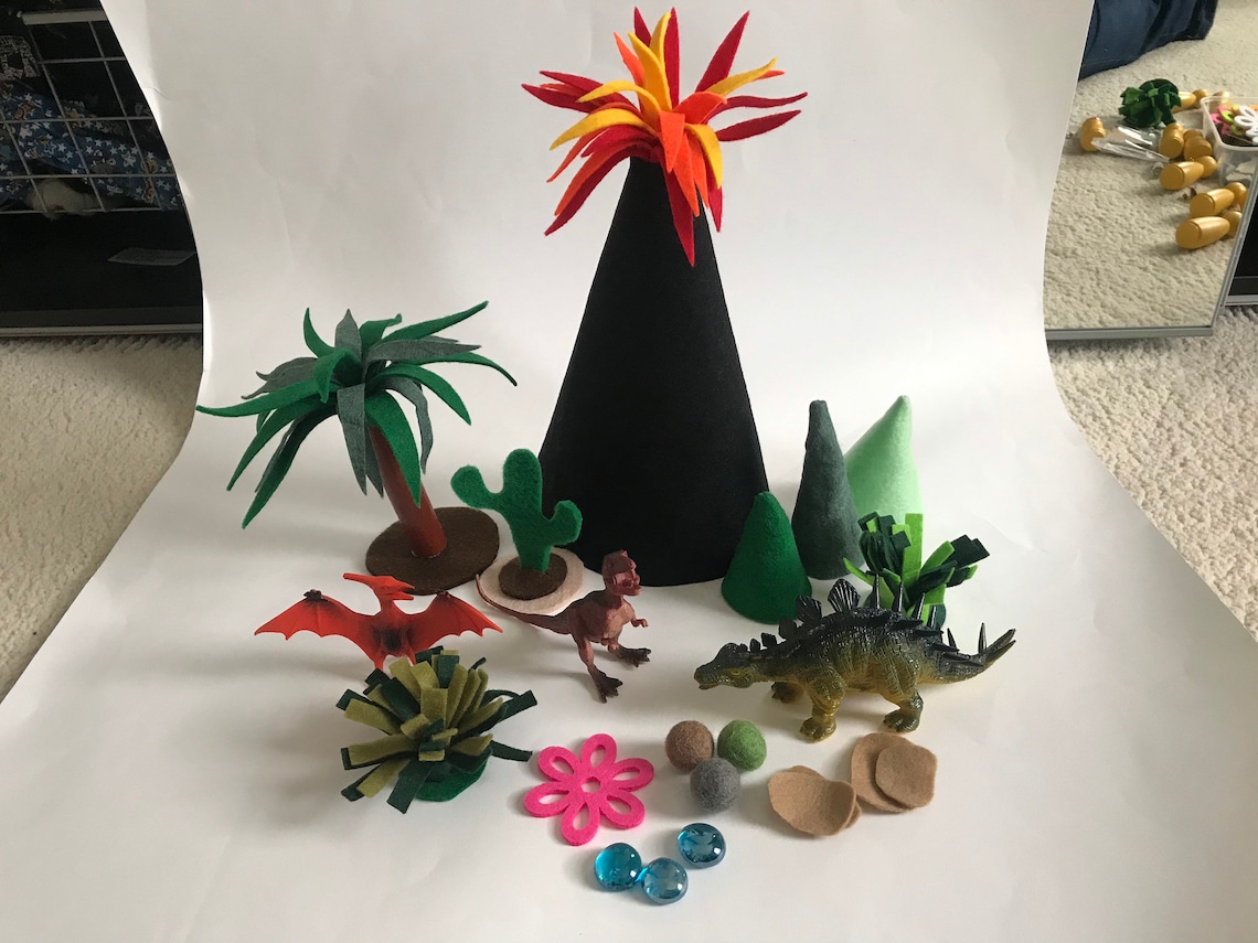 Dinosaur Play Mat Complete Set Felt Play Mat Ready to | Etsy