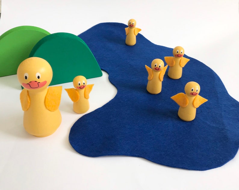 5 Little Ducks Nursery Rhyme Duck Peg Dolls Ready to ship | Etsy
