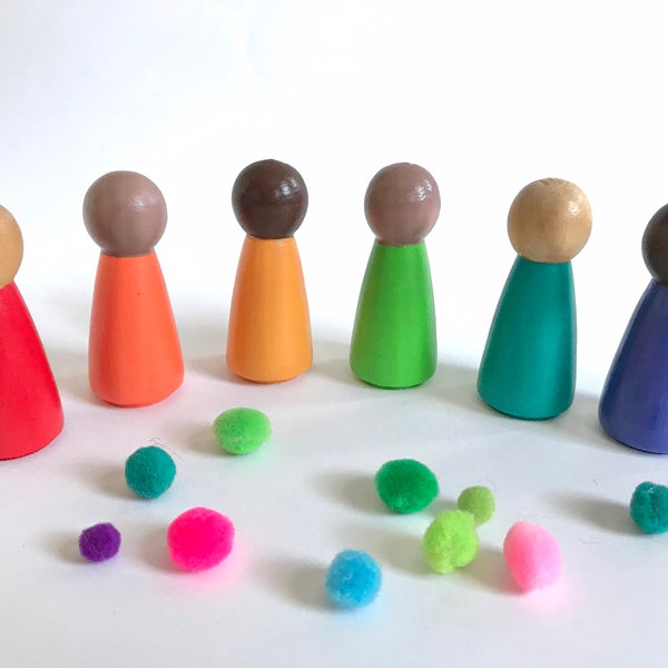 Rainbow Peg People - Etsy