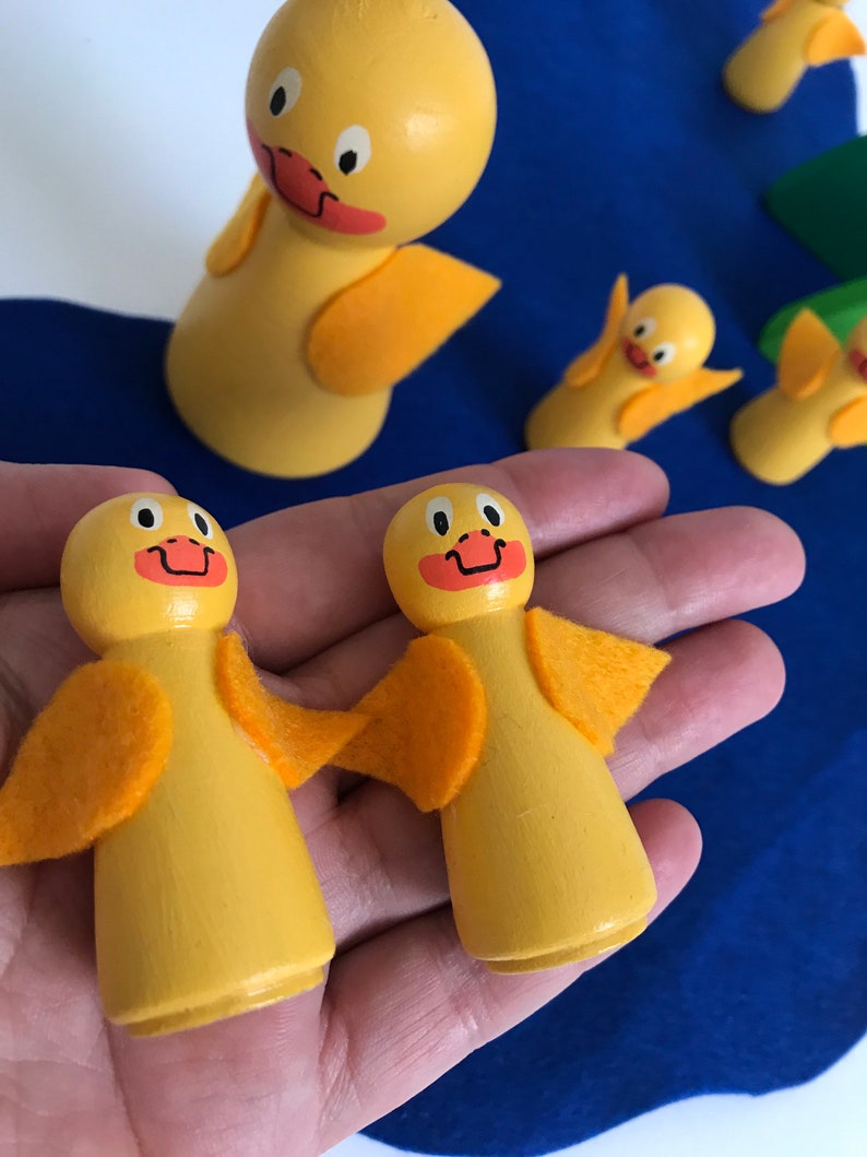5 Little Ducks Nursery Rhyme Duck Peg Dolls Ready to ship | Etsy