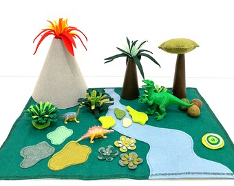 Dinosaur Play Mat Complete Set Felt Play Mat Ready to - Etsy