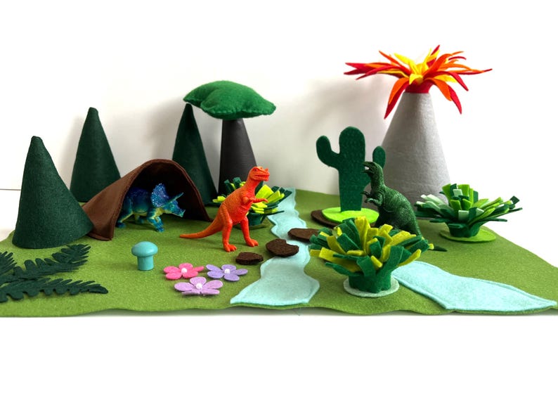 Dinosaur Play Mat - Complete Set - Dinosaur Playscape - Felt Play Mat ...