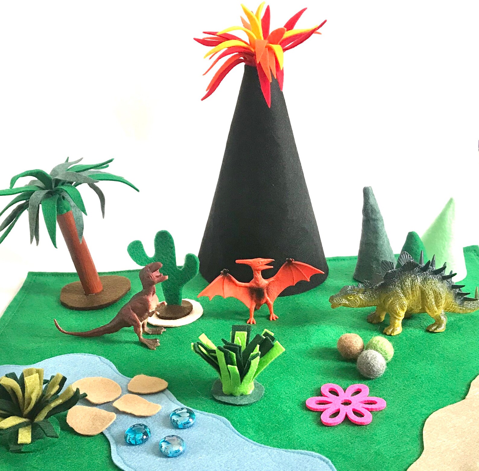 Dinosaur Play Mat Complete Set Felt Play Mat Ready to | Etsy