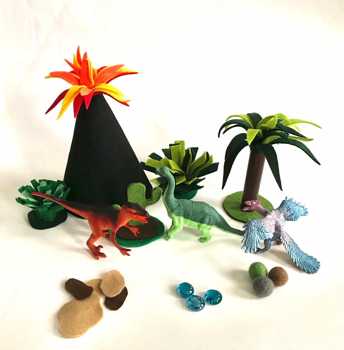 Dinosaur Play Mat Complete Set Felt Play Mat Ready to | Etsy