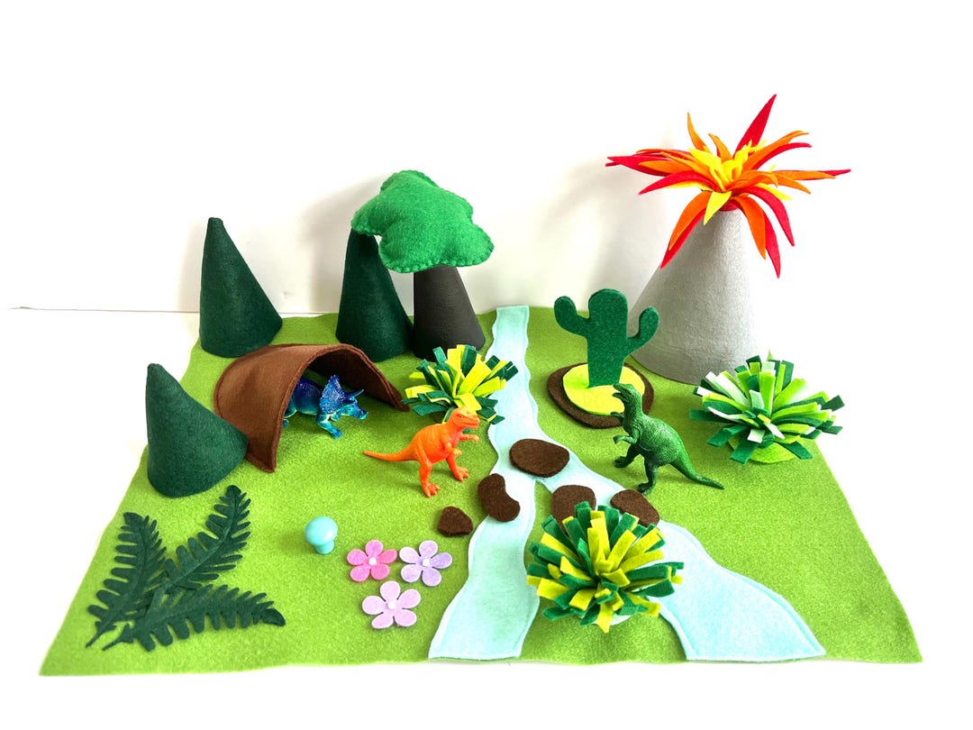 Dinosaur Play Mat - Complete Set - Dinosaur Playscape - Felt Play Mat ...