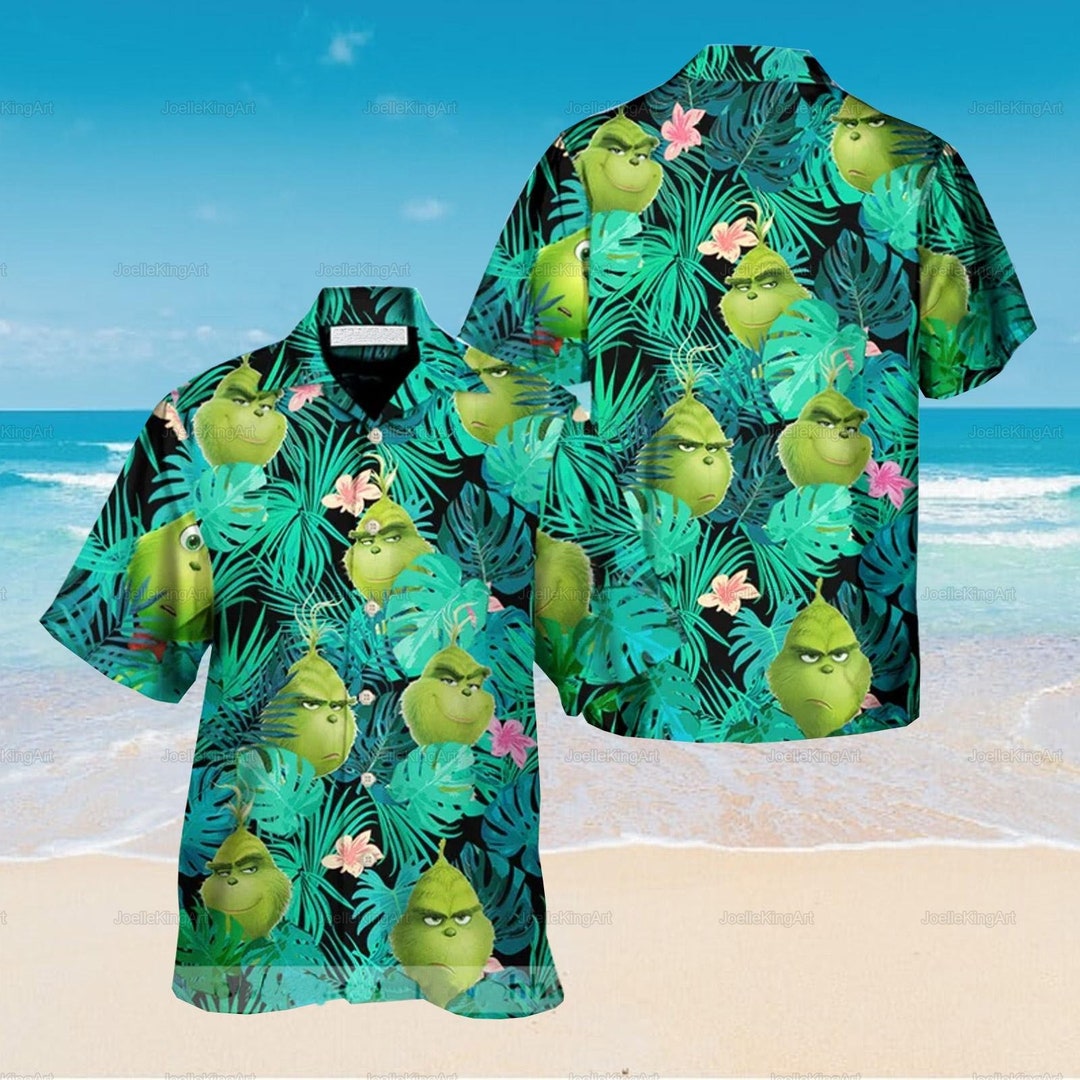 Grinch Hawaiian Shirt, the Grinch Tropical Hawaiian Shirt, Grinch Face ...