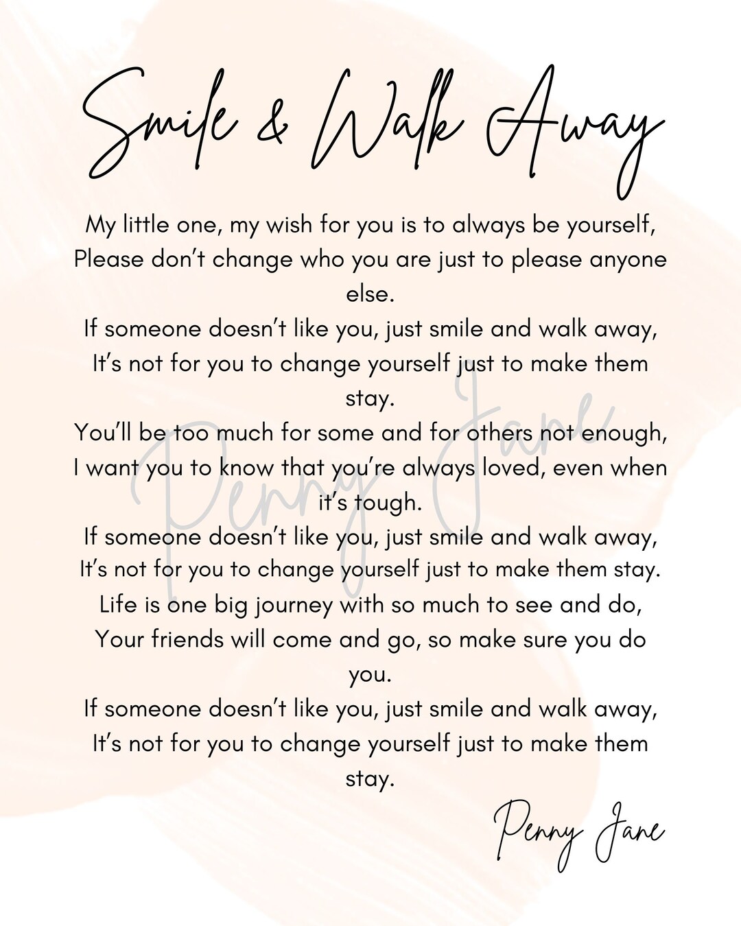 Smile & Walk Away Poem I Digital Poetry Print I Inspirational Poetry - Etsy