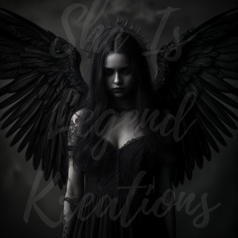 Dark and Mysterious Fallen Angels Art Print - Creepy Gothic Wall Decor ...
