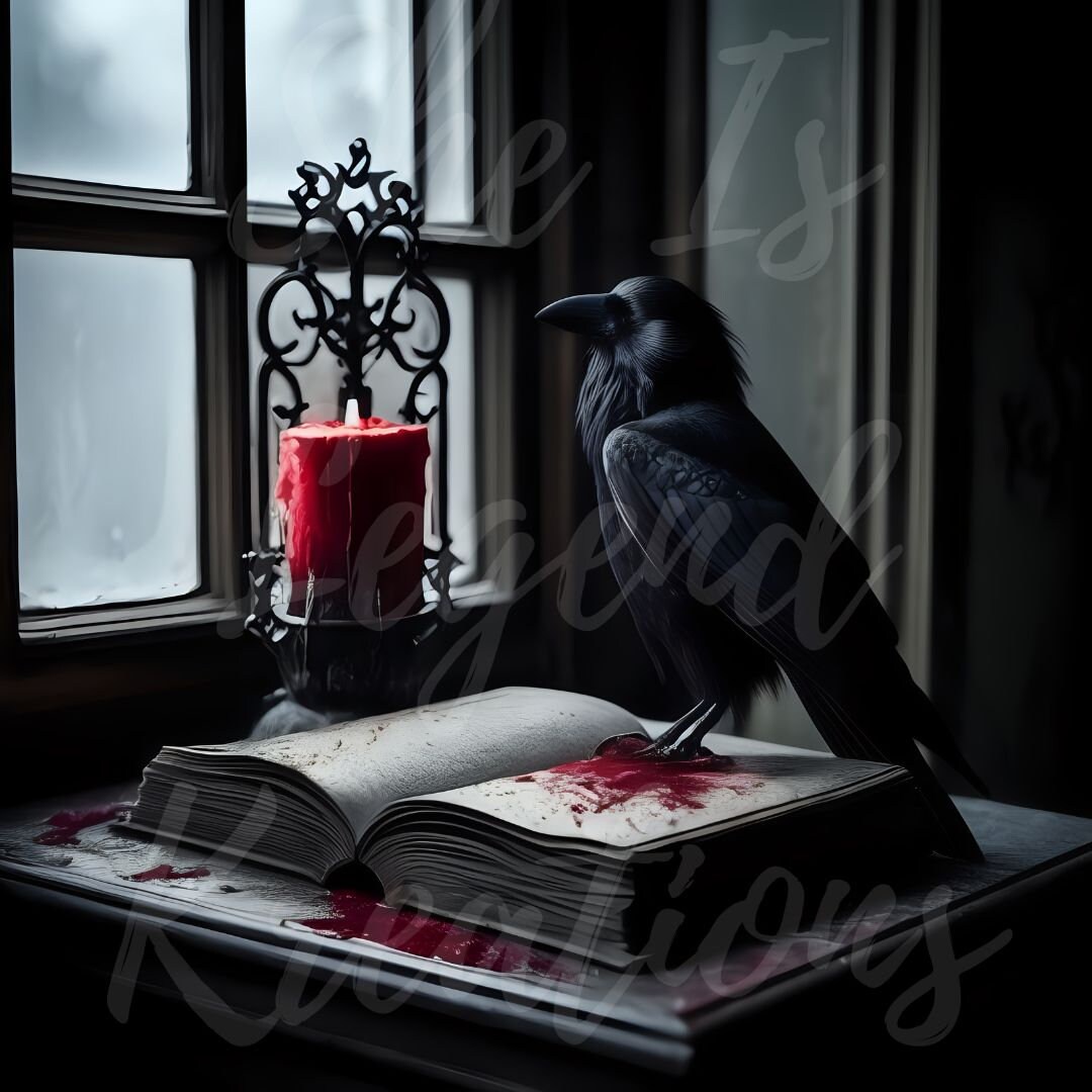 Haunting Gothic Raven Art Print #3- Digital Download, Edgar Allen Poe ...