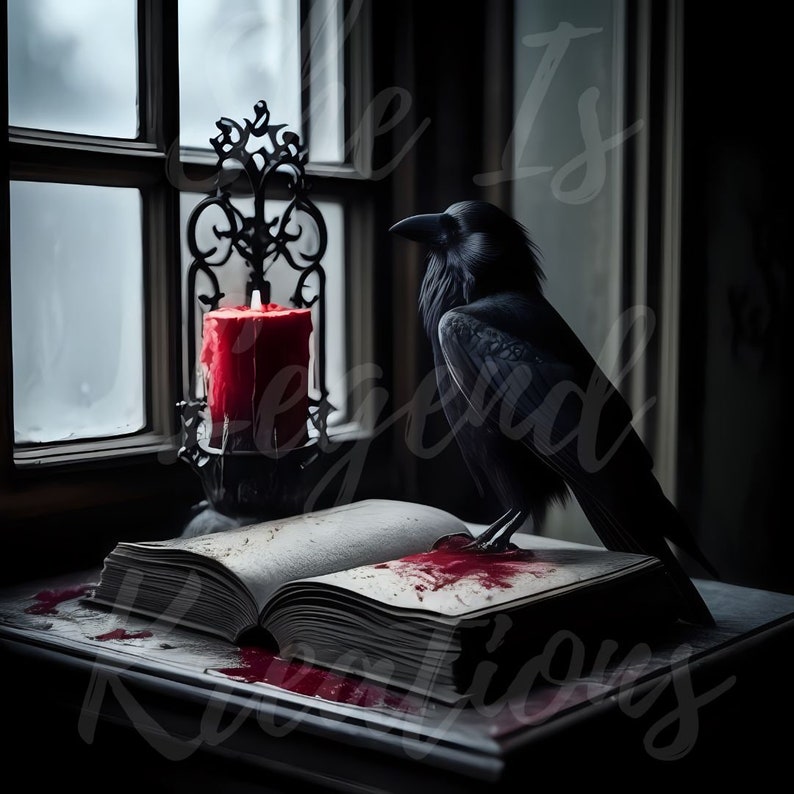 Haunting Gothic Raven Art Print 3 Digital Download Edgar Allen Poe