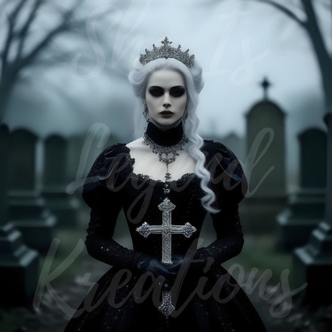Haunting Gothic Cemetery, Ghostly Nun Art Print #3- Digital Download ...