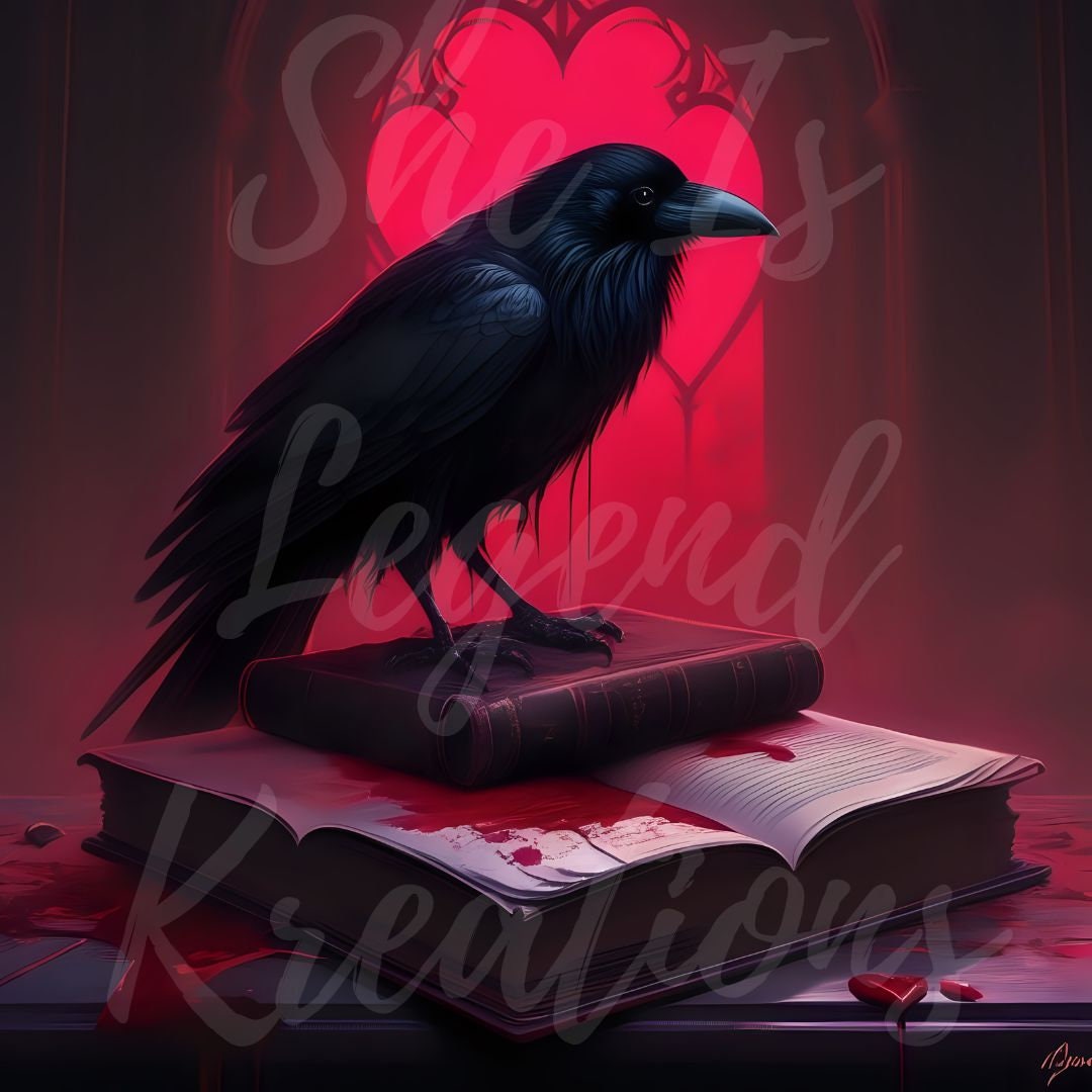 Haunting Gothic Raven Art Print #6- Digital Download, Edgar Allen Poe ...