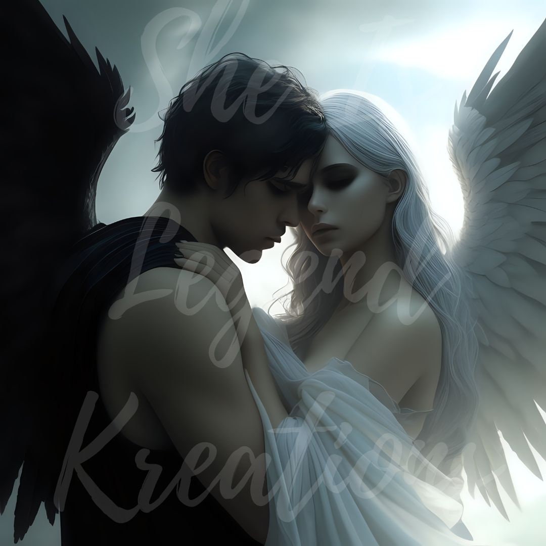 Angels Art Print #2-embrace the Duality of Light & Dark in This ...